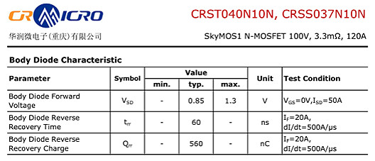 全面解析：华润微CRSS037N10N大功率MOS管的中文参数详情剖析 - 面包板社区