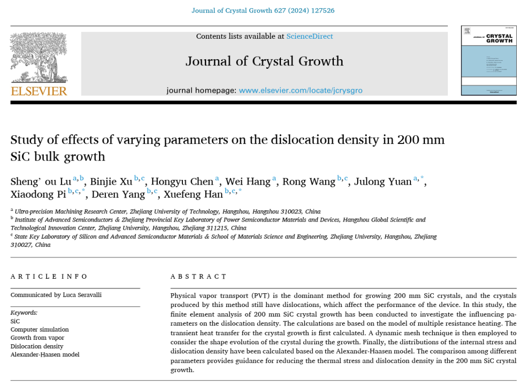 工艺参数对200mm SiC单晶生长位错密度的影响研究 - 面包板社区